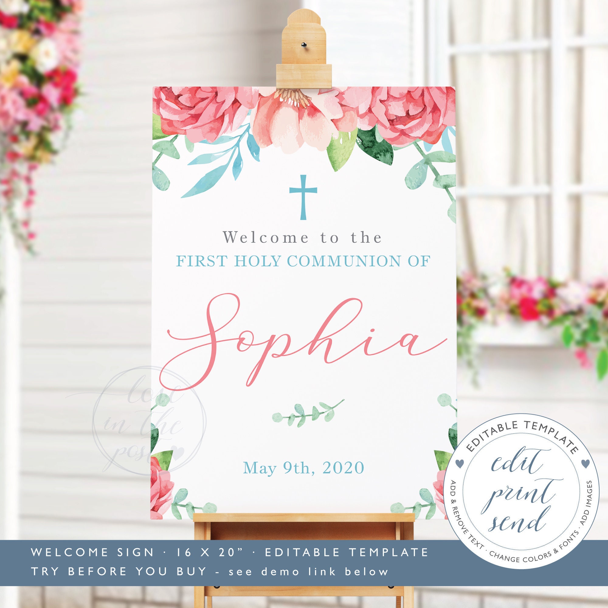 First Communion Welcome Sign Template Welcome Poster Pastel - Etsy