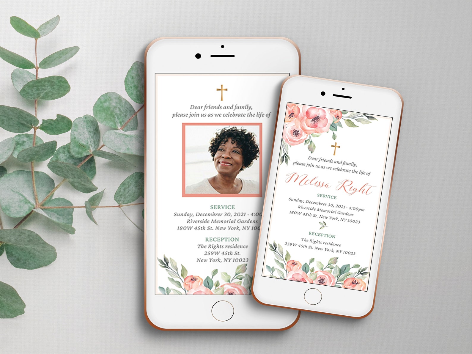 Electronic Death Announcement Template for Woman Smartphone | Etsy