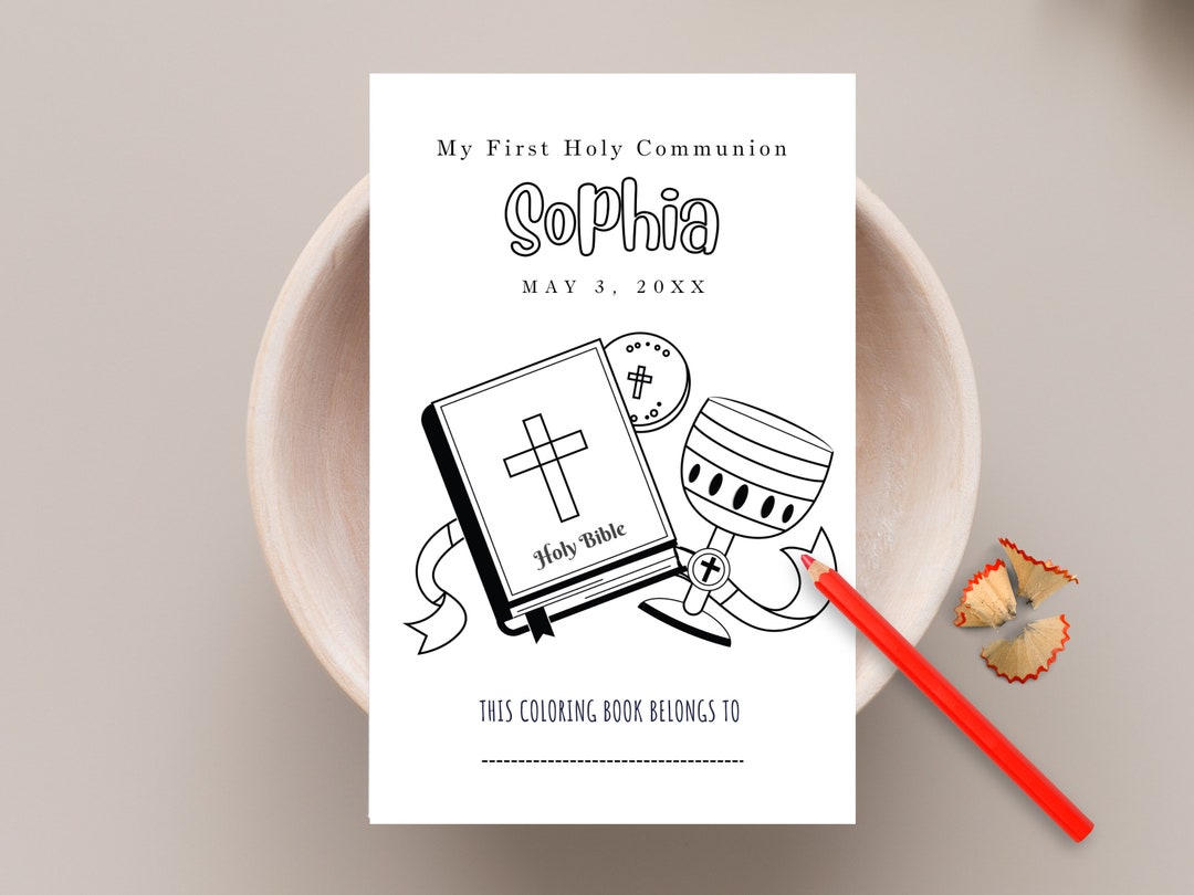 Printable First Communion Coloring Pages for Kids | Editable Cover ...