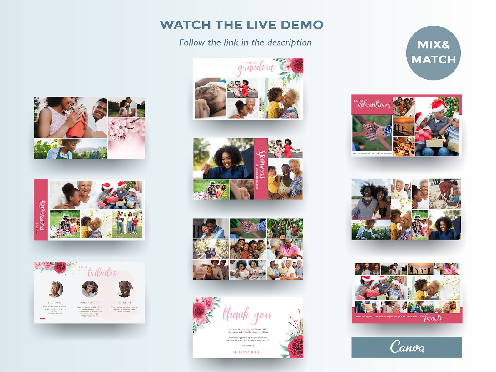 Editable Funeral Slideshow Template, Memorial Video With Roses, Life ...
