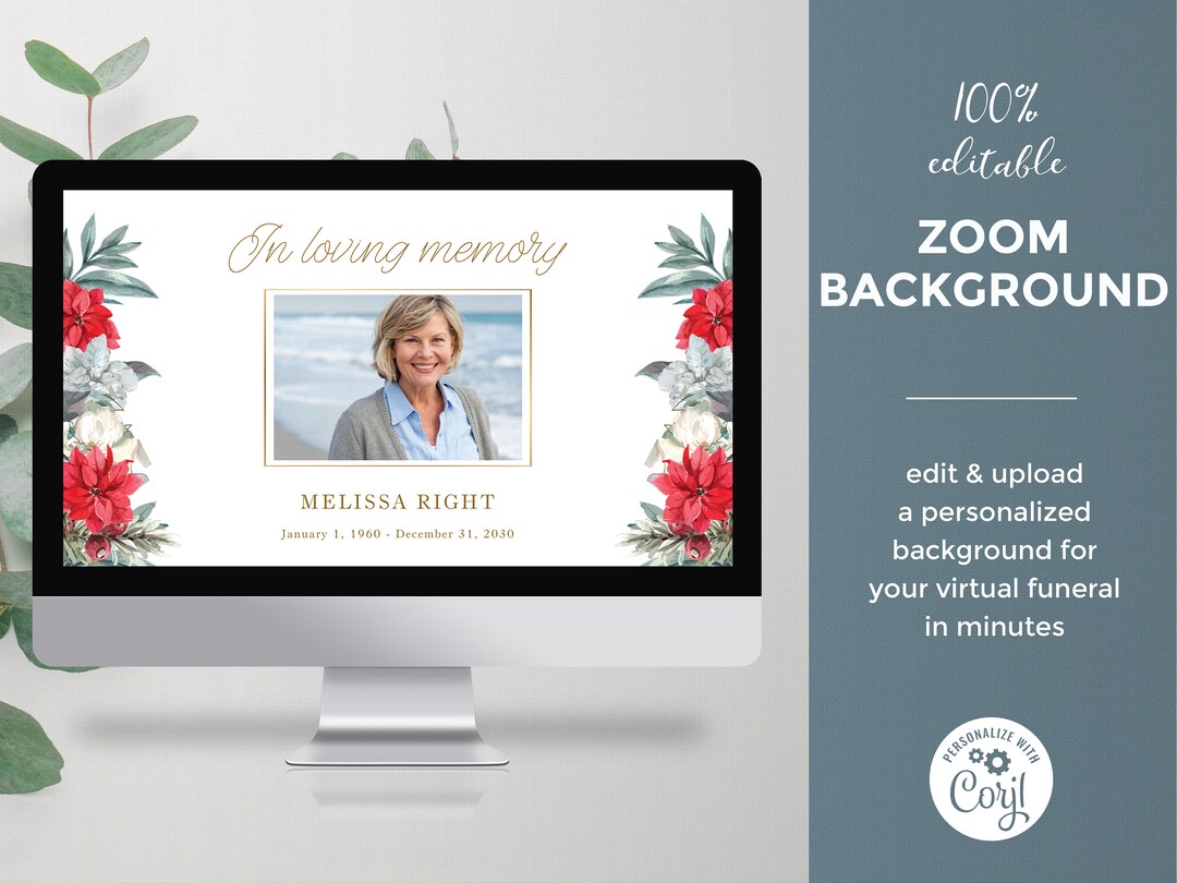Christmas Virtual Funeral Background, ZOOM Template for Virtual ...
