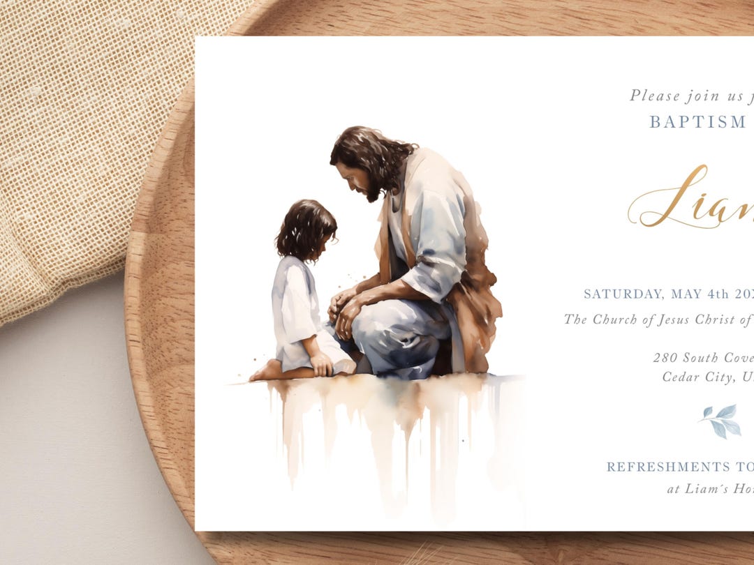 Modèle d'invitation au baptême LDS pour garçon, Jésus et garçon en ...