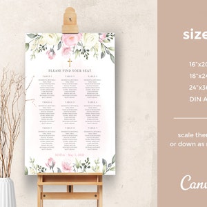 Pink Blush First Holy Communion Seating Chart Template, Editable Seat ...