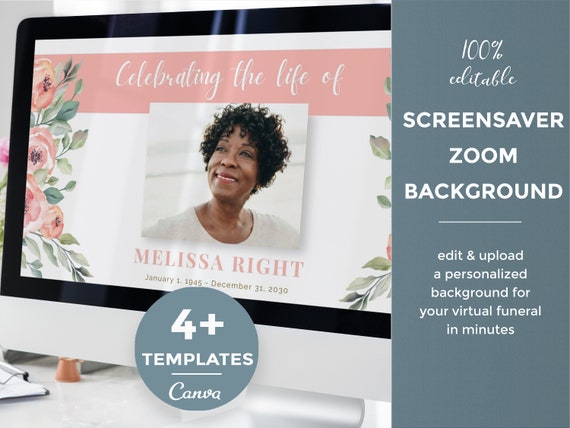 Pink Roses Digital Funeral Background ZOOM Template for | Etsy