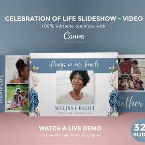 Funeral Slideshow Bundle for Woman, Video Presentation, Memorial Signs ...