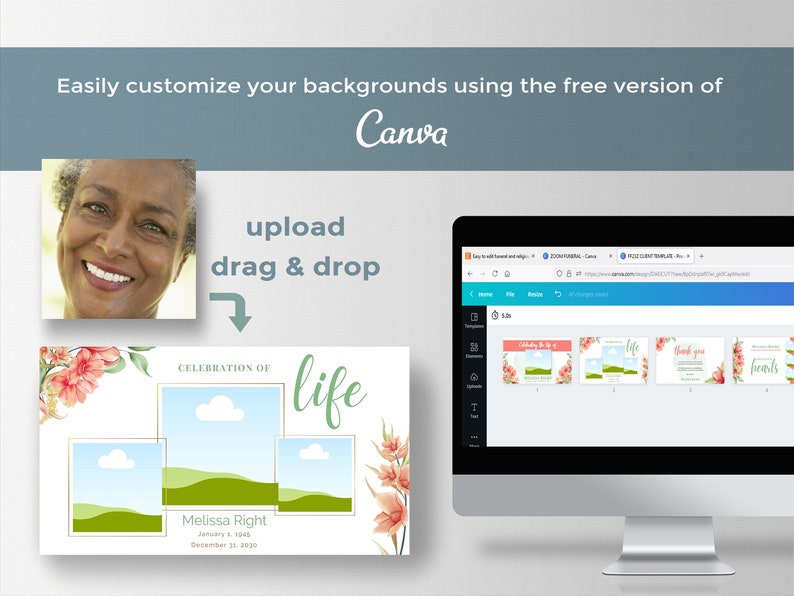 Magnolia ZOOM Funeral Background Templates Digital Template - Etsy