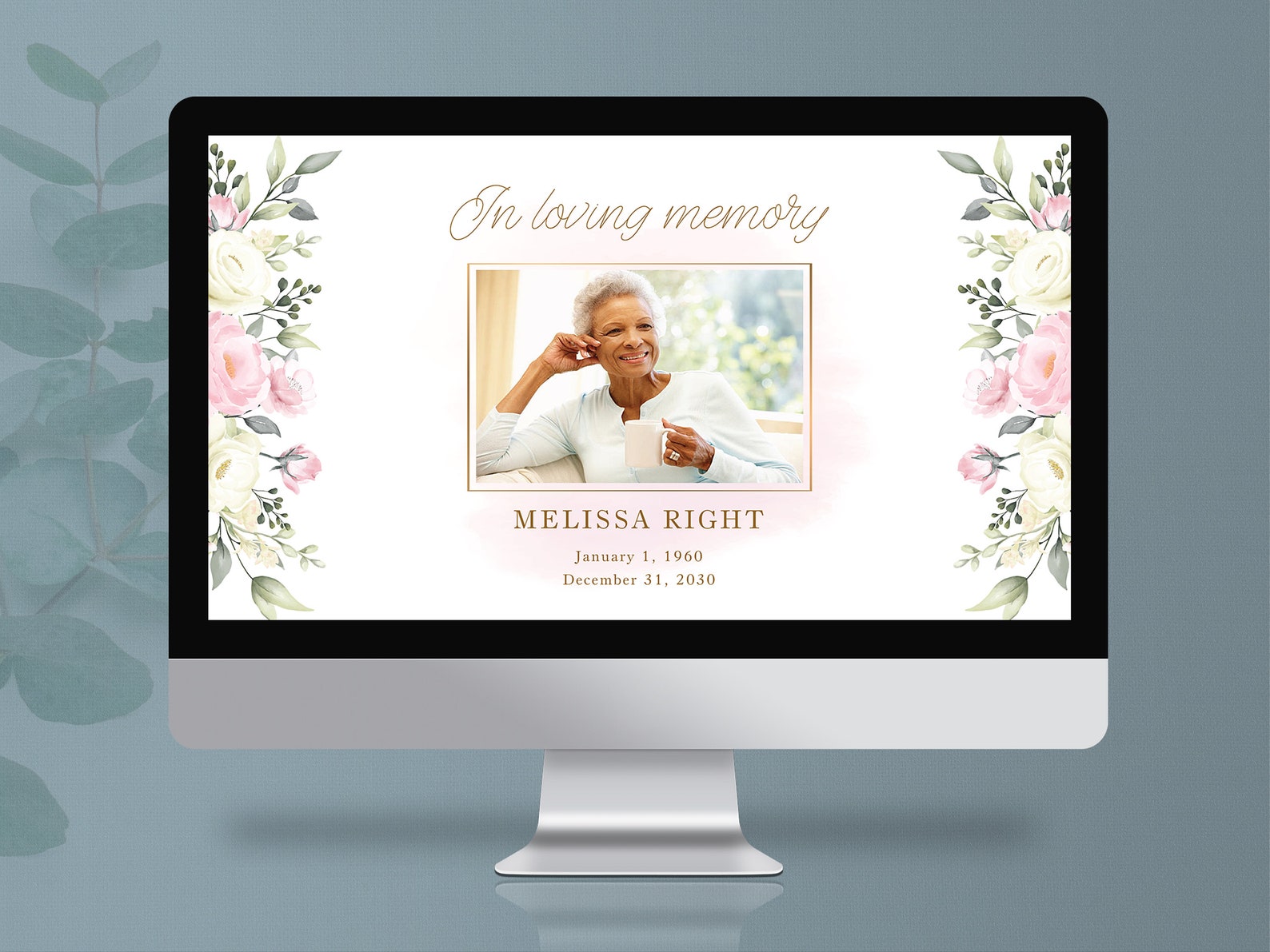Virtual Funeral Background With White and Pink Roses ZOOM - Etsy Canada