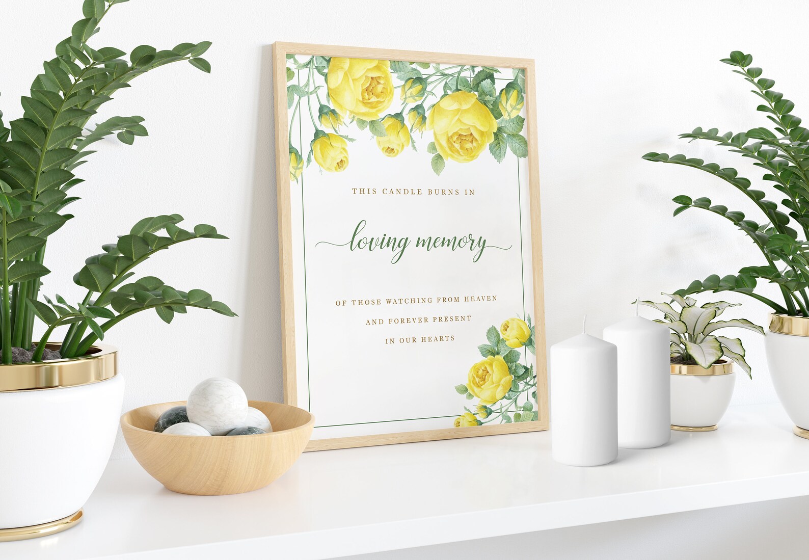 Yellow Roses Memorial Candle Printable in Loving Memory - Etsy