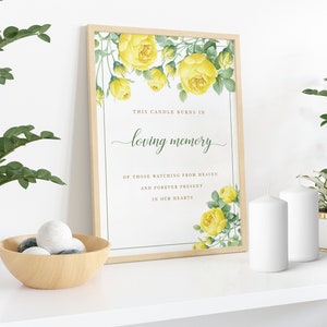 Yellow Roses Memorial Candle Printable, in Loving Memory , Remembrance ...