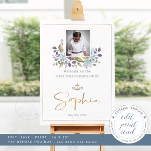 Communion Welcome Sign With Photo, First Holy Communion Welcome Poster ...