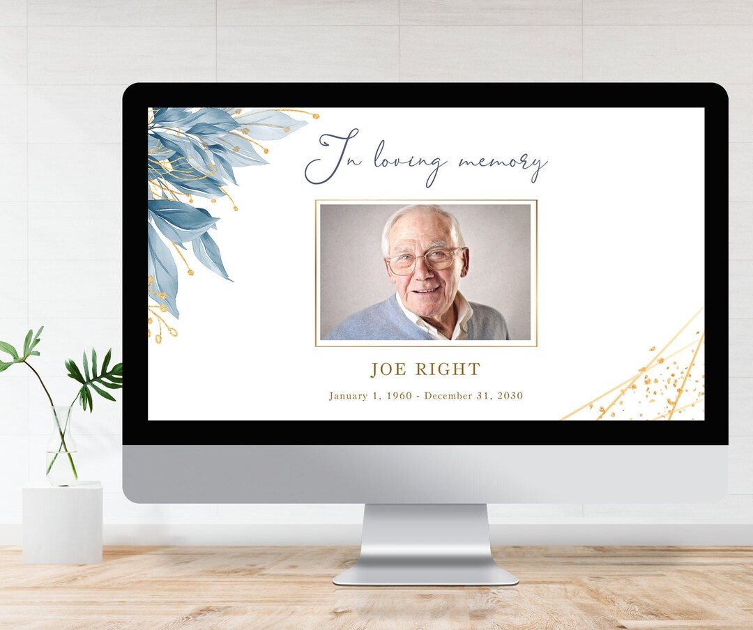 Virtual Funeral Background for Man, ZOOM Template for Virtual Memorial ...