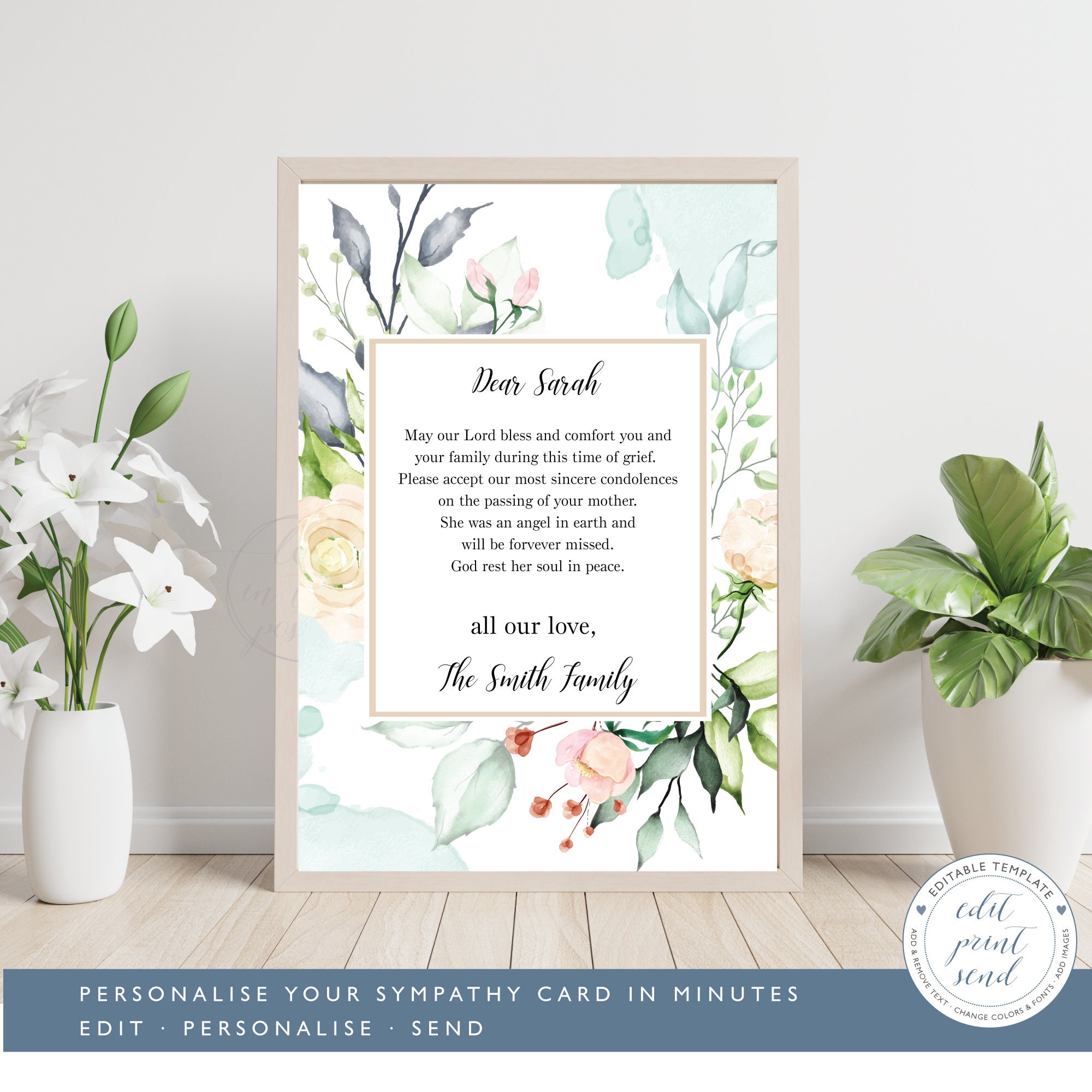 Pastel Colors Sympathy Card for Friend Digital Condolence - Etsy