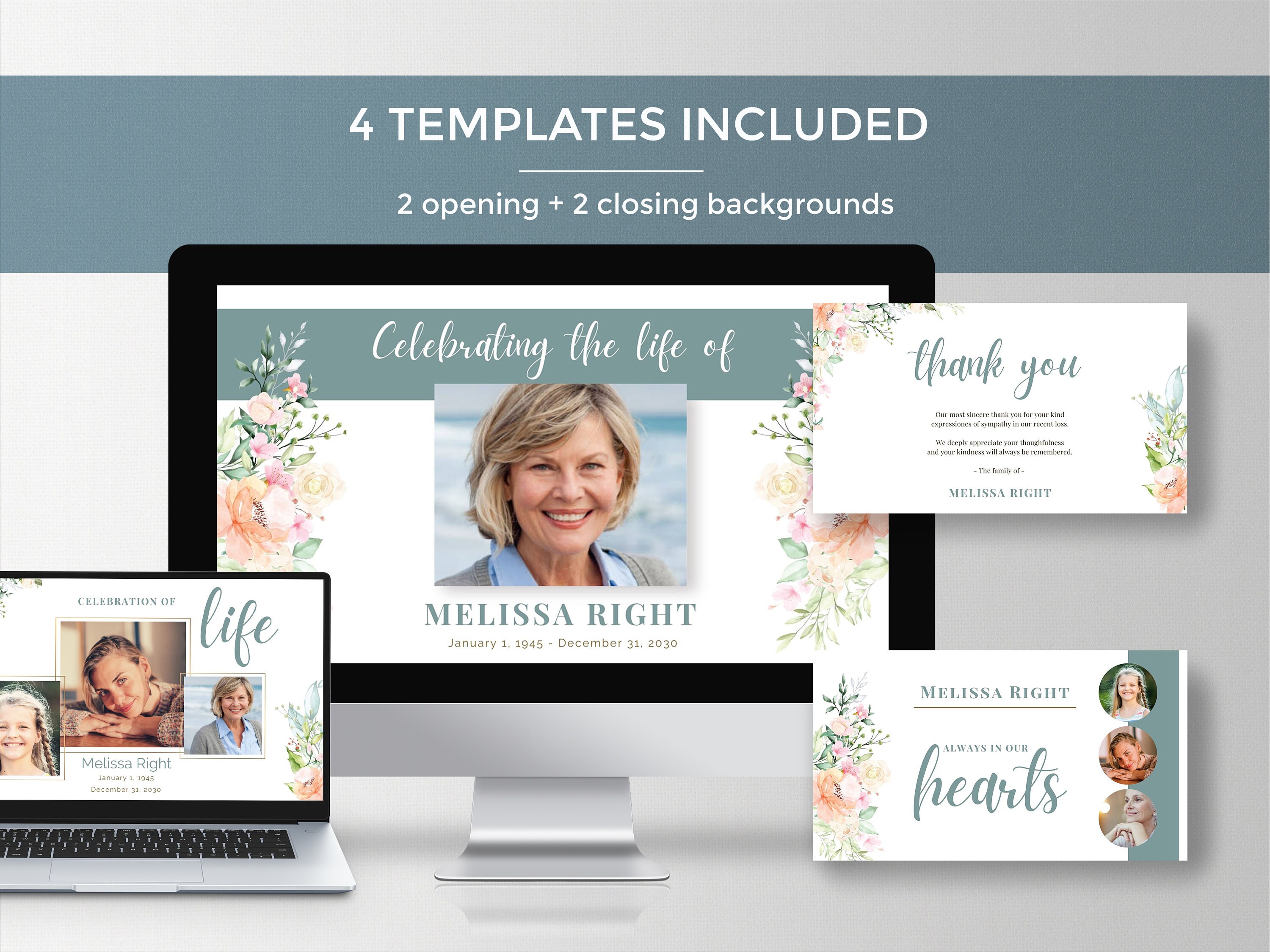 Digital Funeral Background With Pastel Flowers ZOOM Template - Etsy