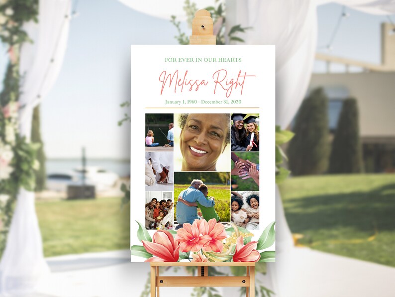 Magnolias Funeral Welcome Sign for Woman Photo Collage | Etsy