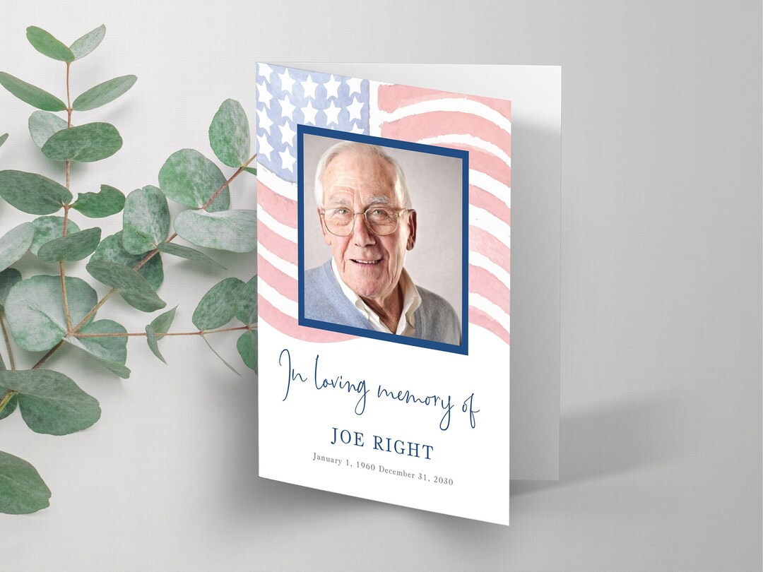 American Flag Funeral Program Template - Editable Patriotic Celebration ...