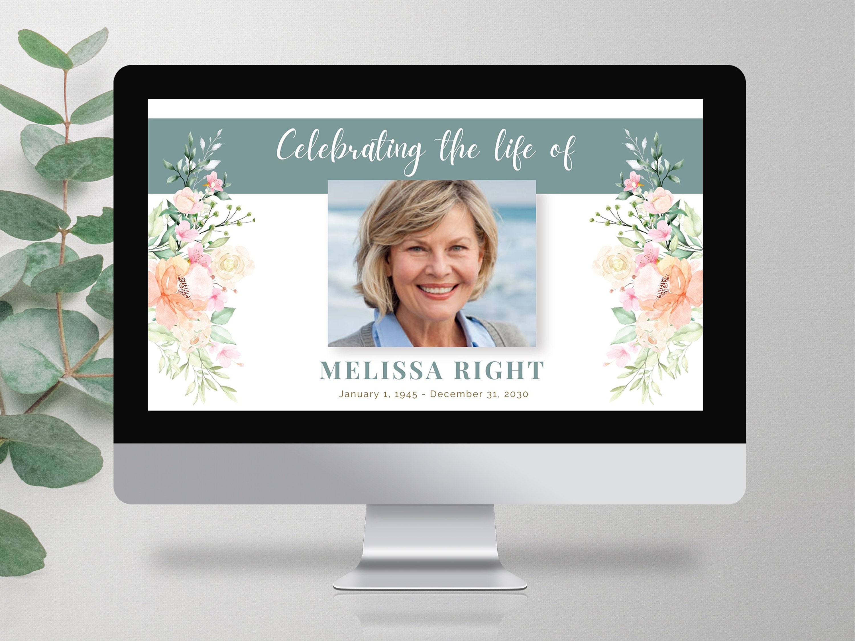 Digital Funeral Background With Pastel Flowers ZOOM Template - Etsy
