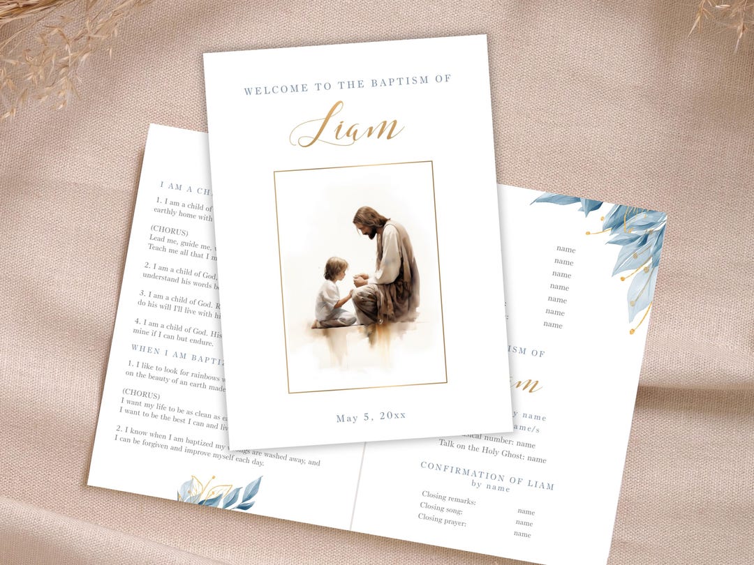 LDS Baptism Program for Boy, Jesus & Boy, LDS Baptism Printable, Mormon ...