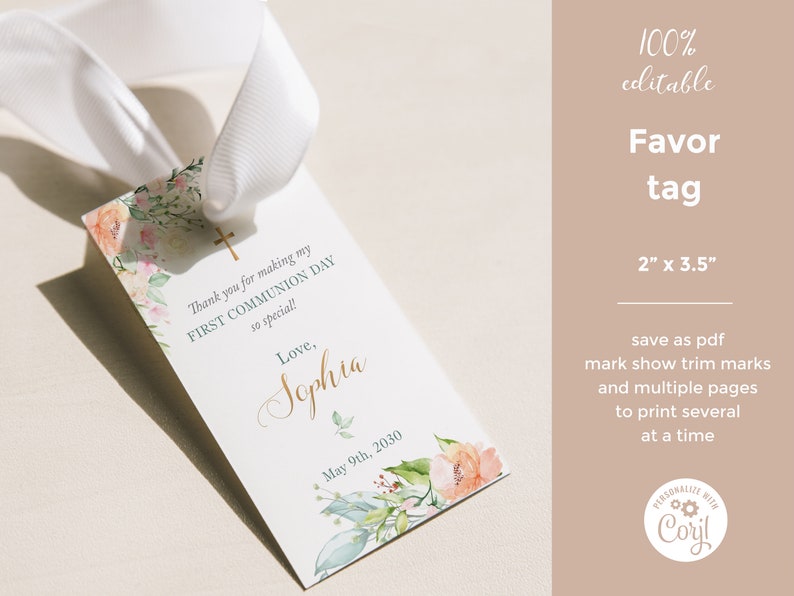 Editable First Communion Templates Set for Girl, Holy Communion ...