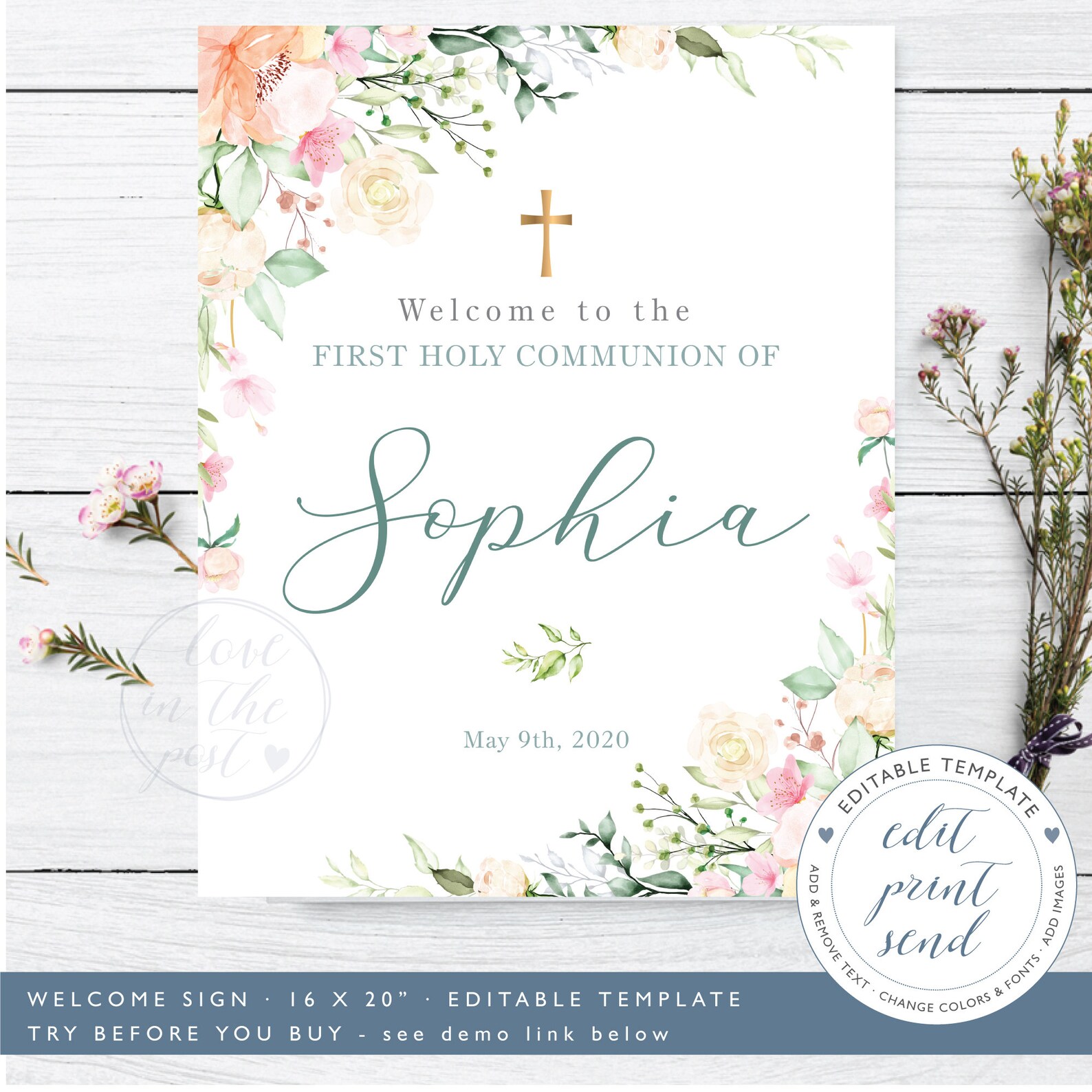 Communion Welcome Sign Template First Holy Communion Welcome - Etsy