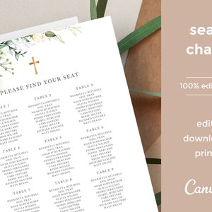 Editable First Holy Communion Seating Chart Template, Seat Chart for ...