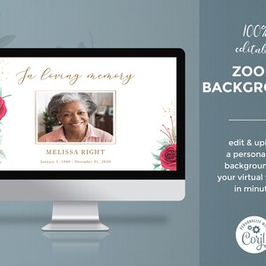 Gold Rose ZOOM Funeral Background, Template for Virtual Memorial ...