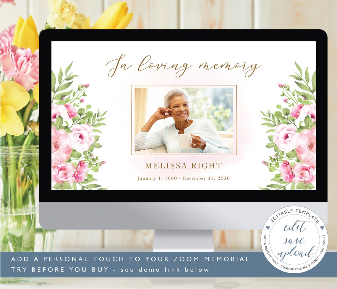 Zoom Funeral Background Template for Virtual Memorial - Etsy Canada