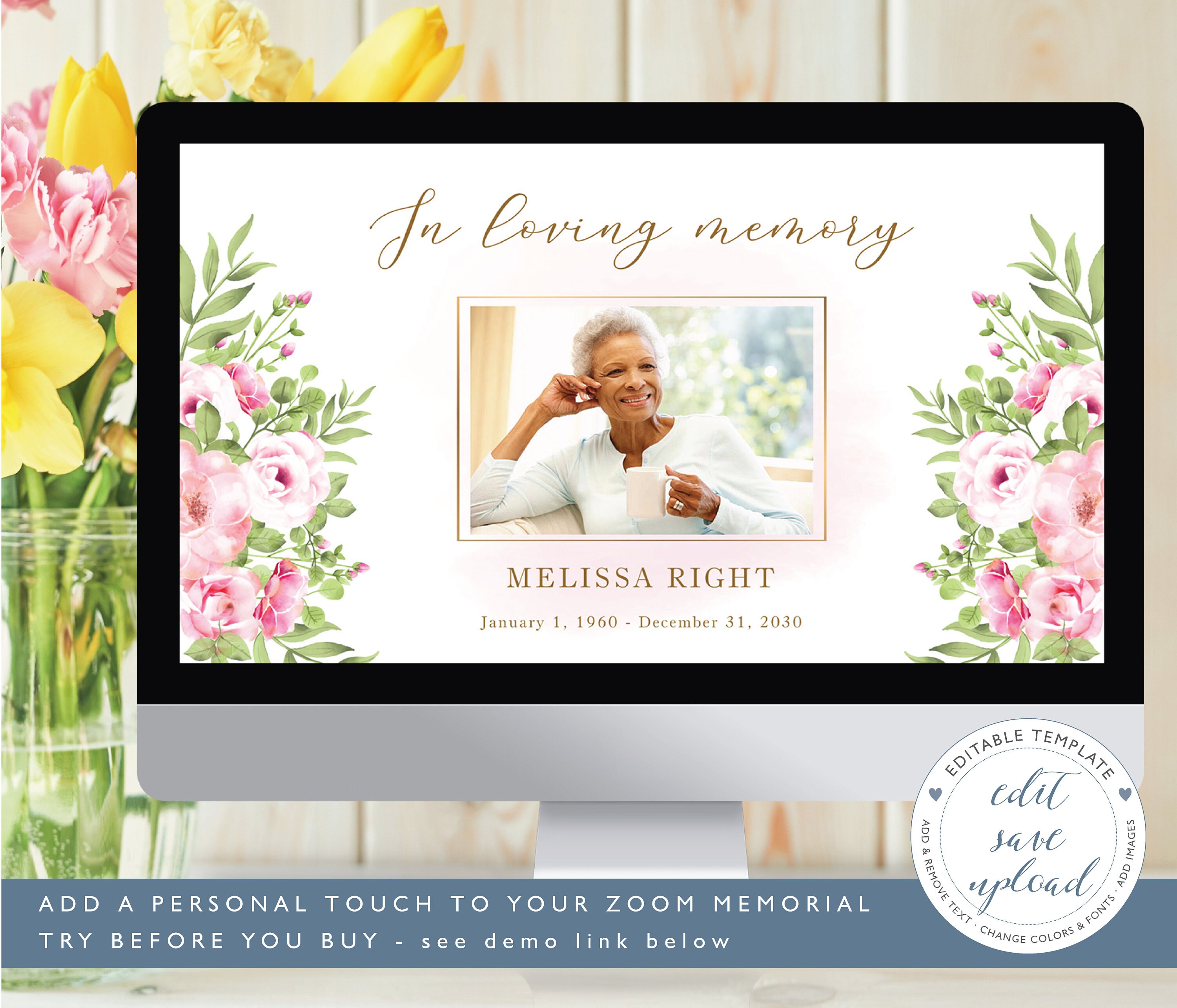 Zoom Funeral Background Template for Virtual Memorial - Etsy Canada