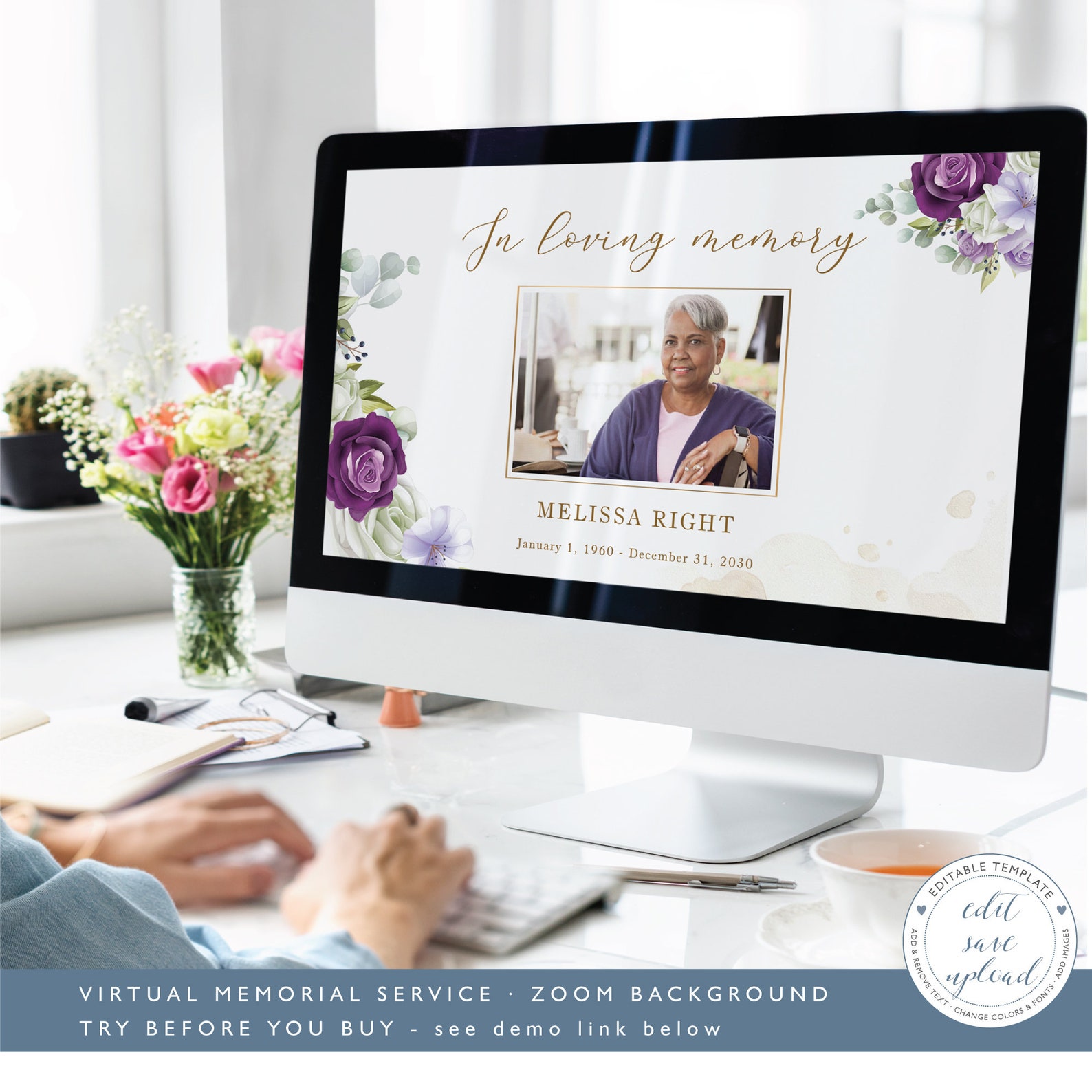 Lavender Virtual Funeral Background ZOOM Template for Virtual - Etsy