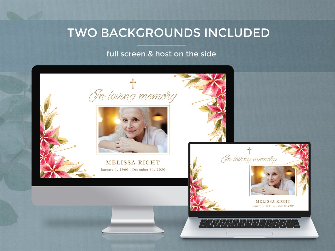 Poinsettian Virtual Funeral Background for Christmas ZOOM - Etsy