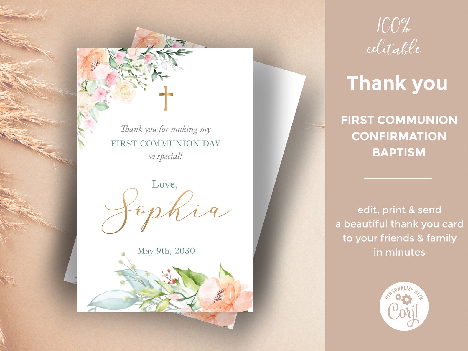 Editable First Communion Templates Set for Girl Holy - Etsy