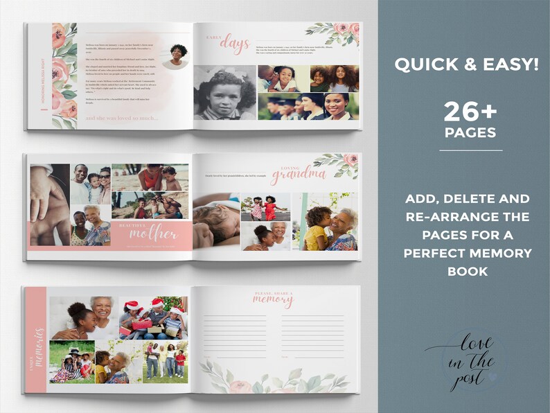 Funeral Guest Book Template Personalized Condolence Photo | Etsy