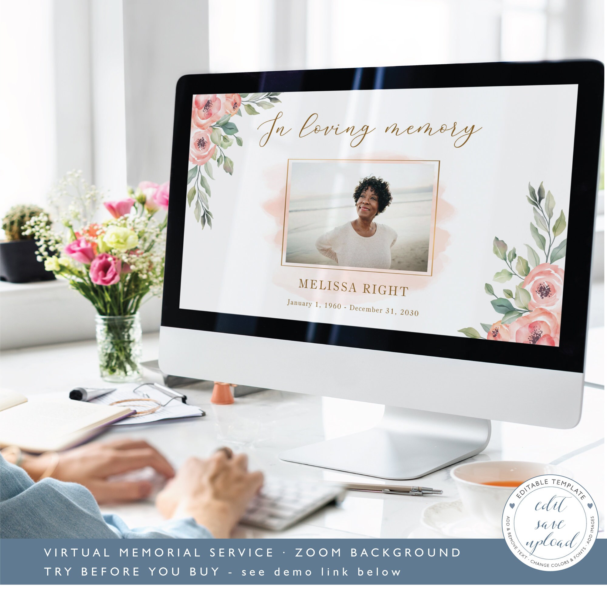 Virtual Funeral Background ZOOM Template for Virtual Memorial | Etsy