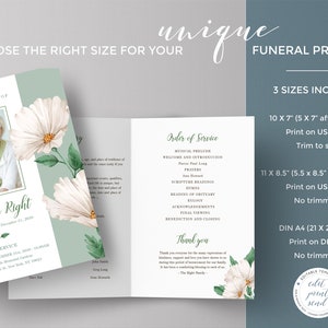 Daisies Funeral Program Template for Woman, Celebration of Life Floral ...