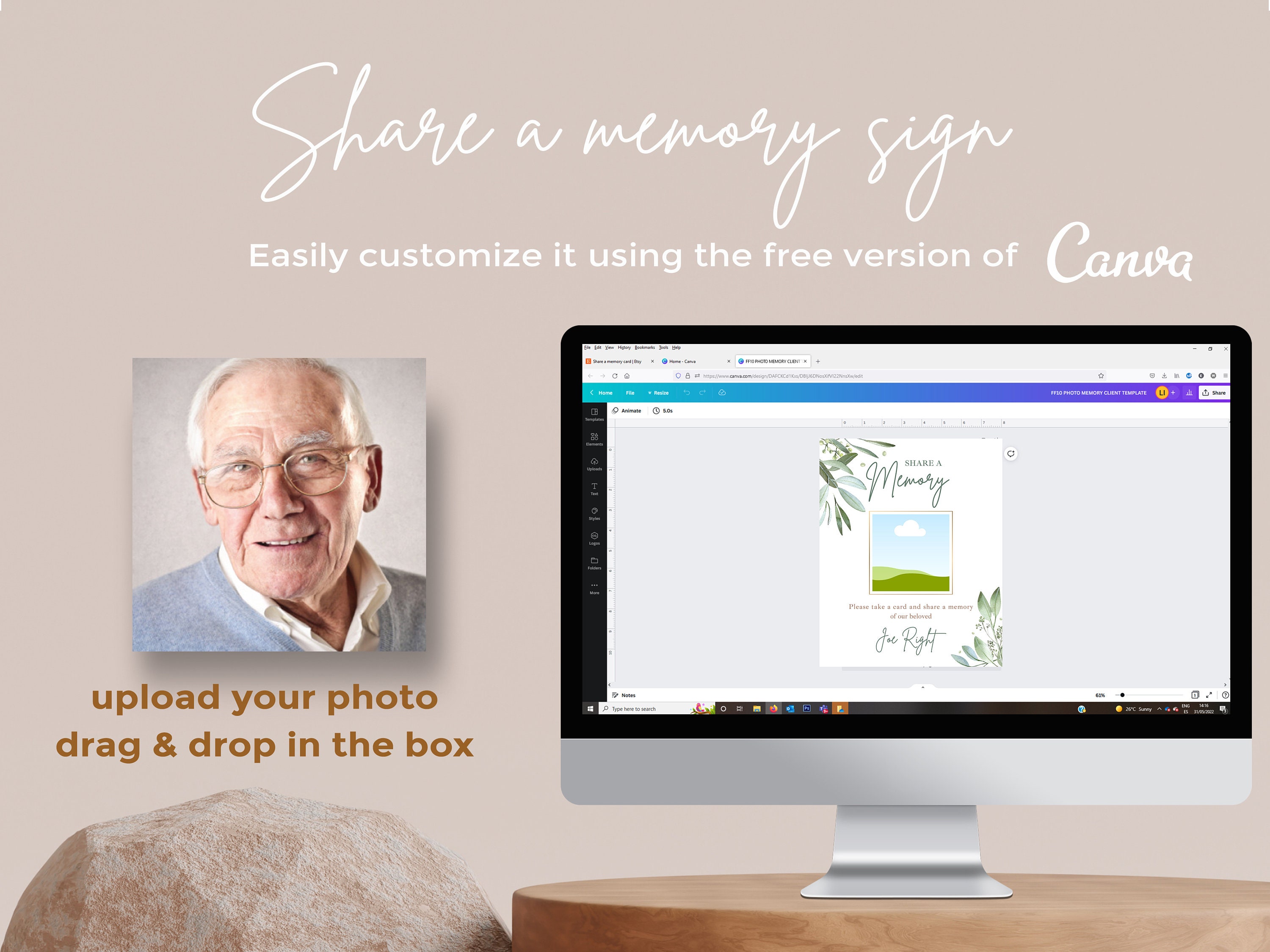 Share a Memory Editable Sign and Card for Man Printable With | Etsy