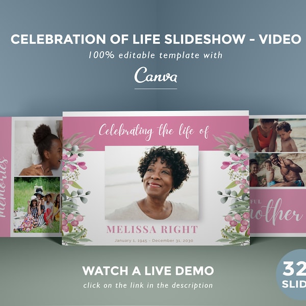 Funeral Slideshow Template Canva - Etsy