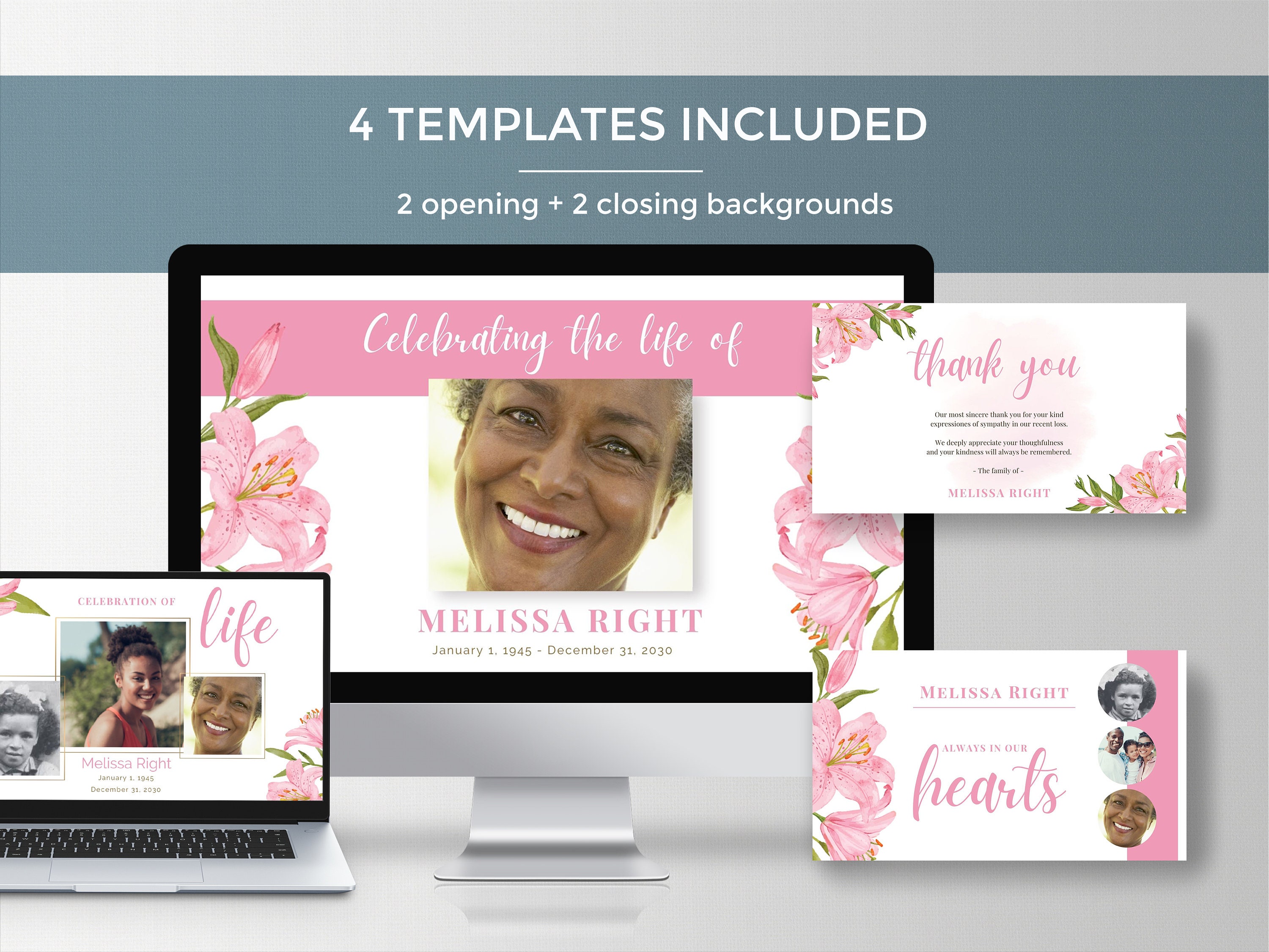 Digital funeral background ZOOM template for virtual memorial | Etsy