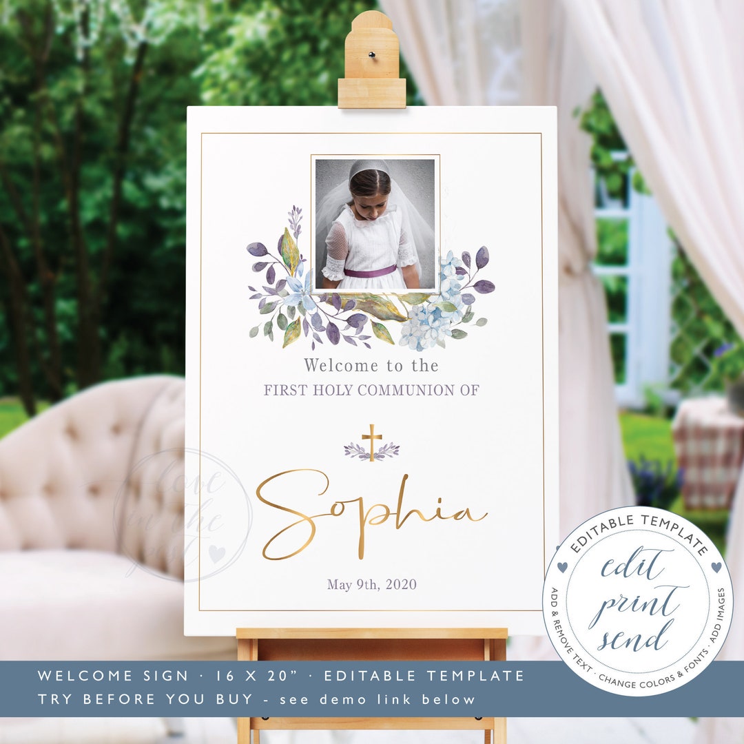 Communion Welcome Sign With Photo First Holy Communion - Etsy