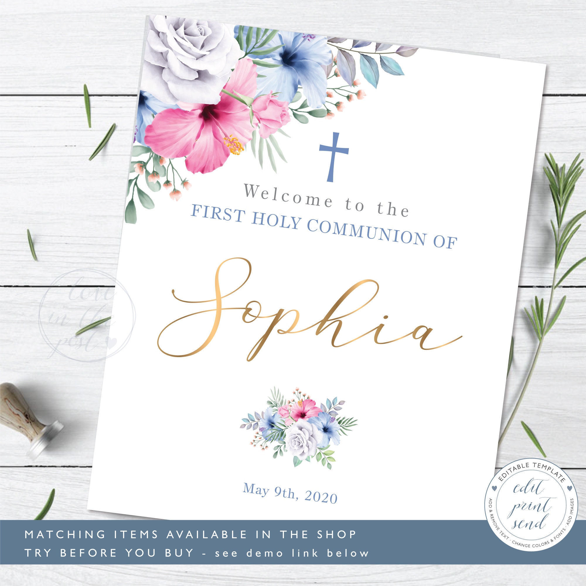 Communion Welcome Sign Template First Holy Communion Welcome | Etsy