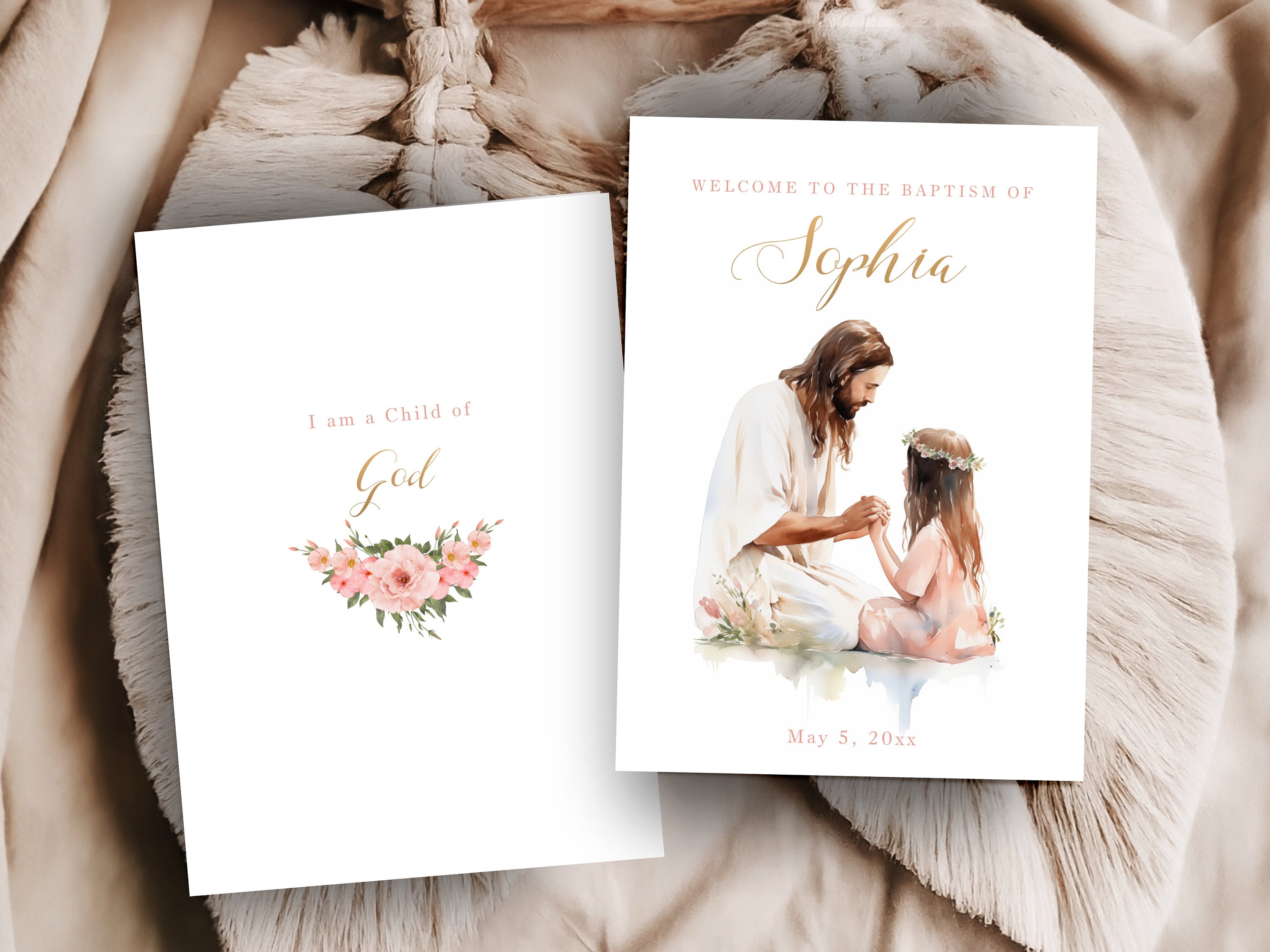 Editable LDS Baptism Program Template for Girl, Jesus & Girl, LDS ...