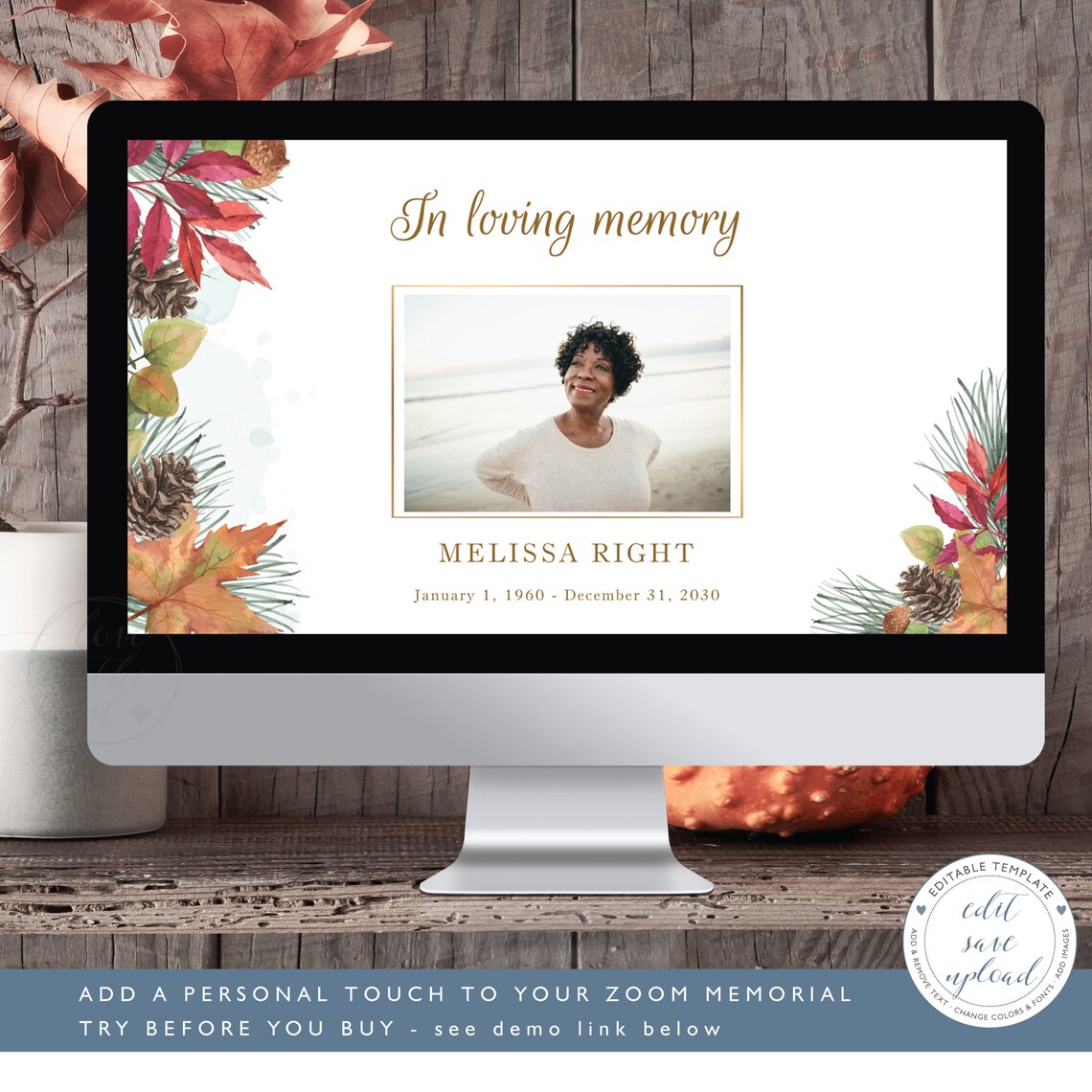 Fall Virtual Funeral Background ZOOM Template for Virtual - Etsy