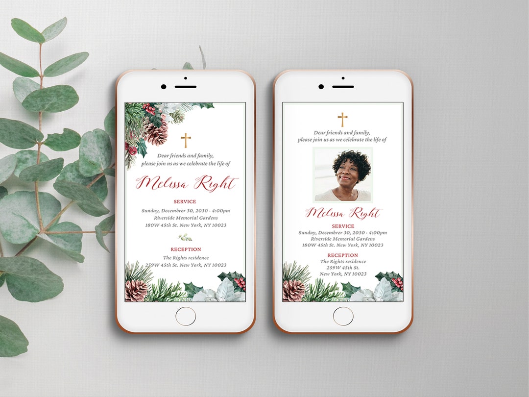 Electronic Funeral Invitation Templates for Christmas, Smartphone ...