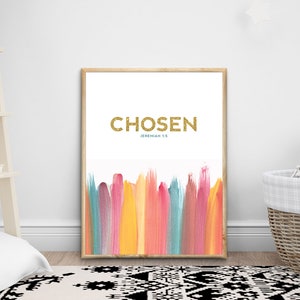 Chosen Colorful Bible Verse Wall Art Uplifing Scripture Art - Etsy