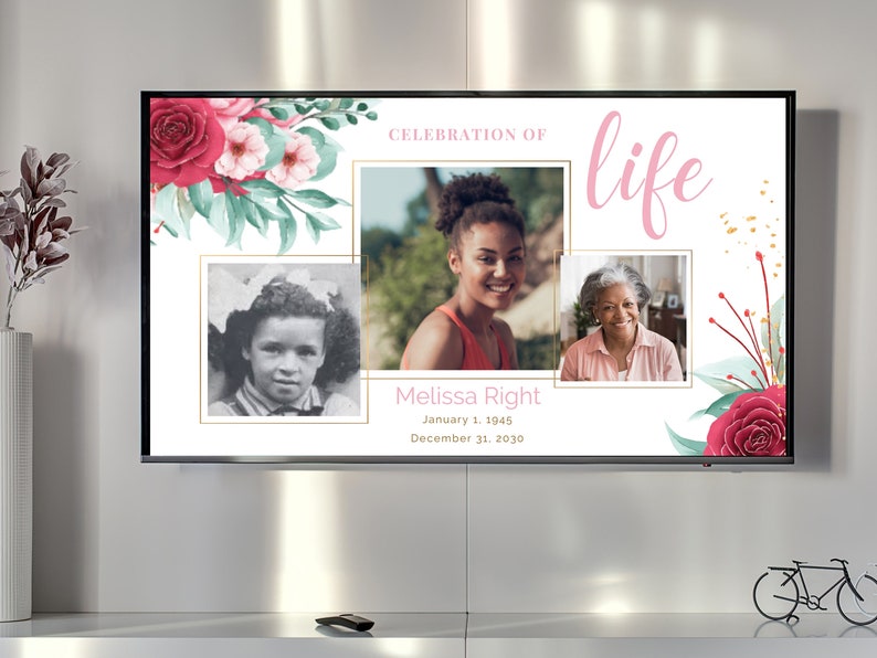 Pink Roses Funeral Slideshow Template Memorial Video for - Etsy