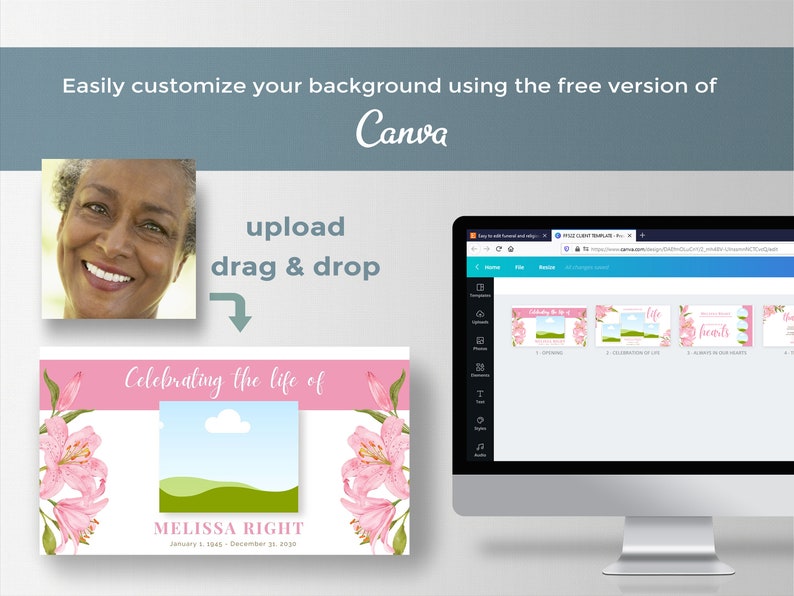 Digital Funeral Background ZOOM Template for Virtual Memorial - Etsy