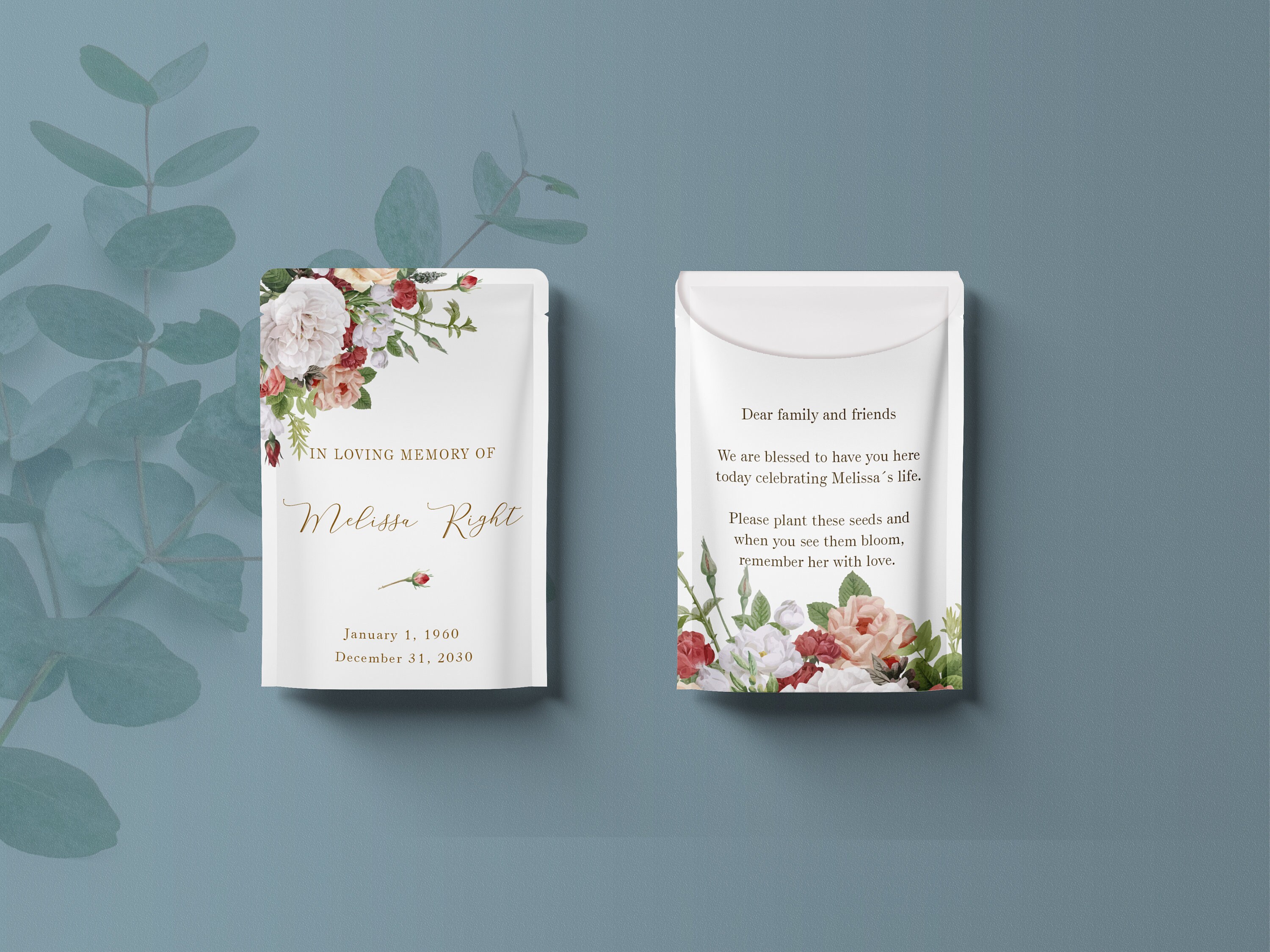 Seed Packet for Funeral With Roses Memorial Seed Packets | Etsy