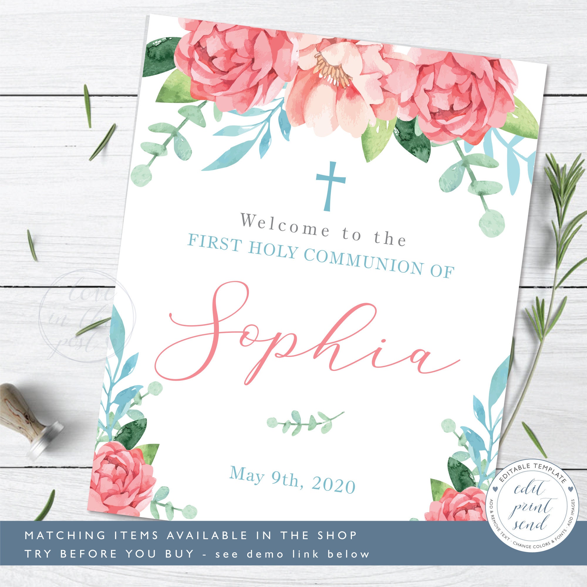 First Communion Welcome Sign Template Welcome Poster Pastel - Etsy