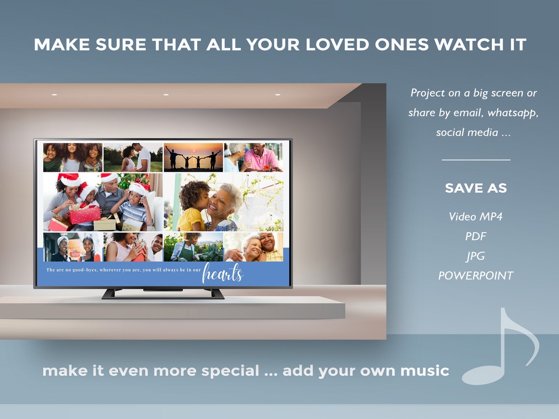 Blue Floral Funeral Slideshow Template Memorial Video | Etsy