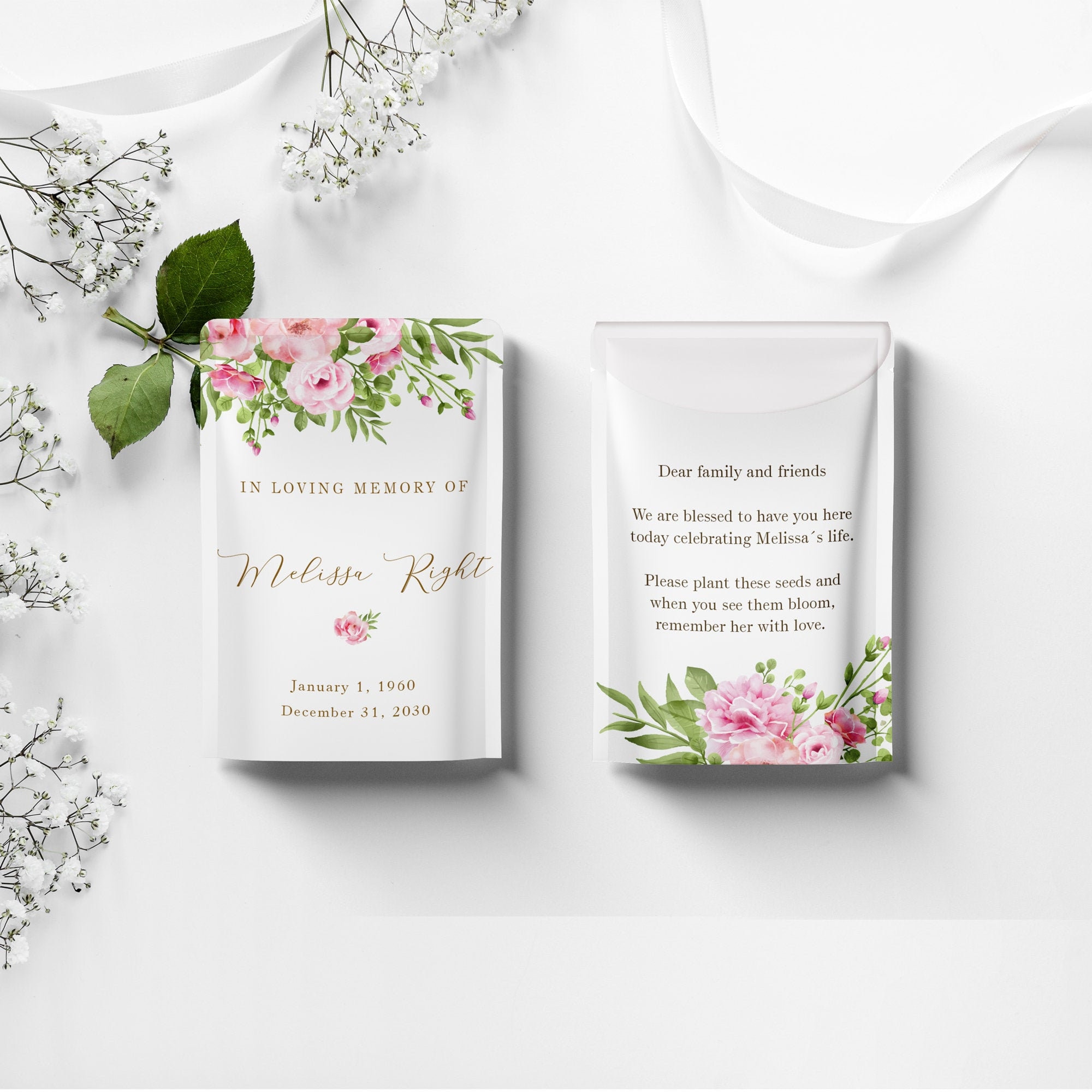 Seed Packet for Funeral Memorial Seed Packets Template - Etsy