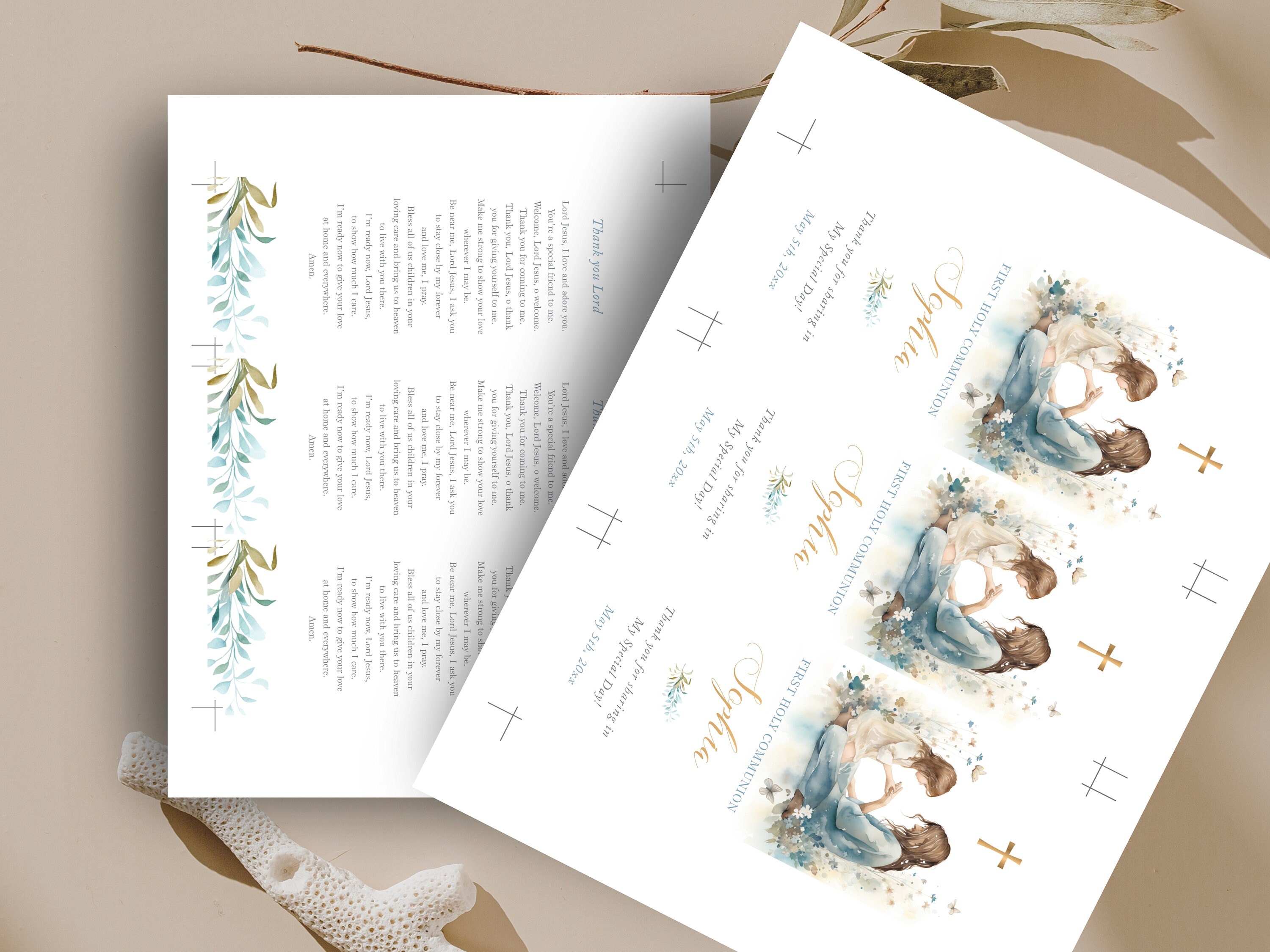 Unique First Communion Favor for Girl, EDITABLE Bookmark, Jesus With a ...