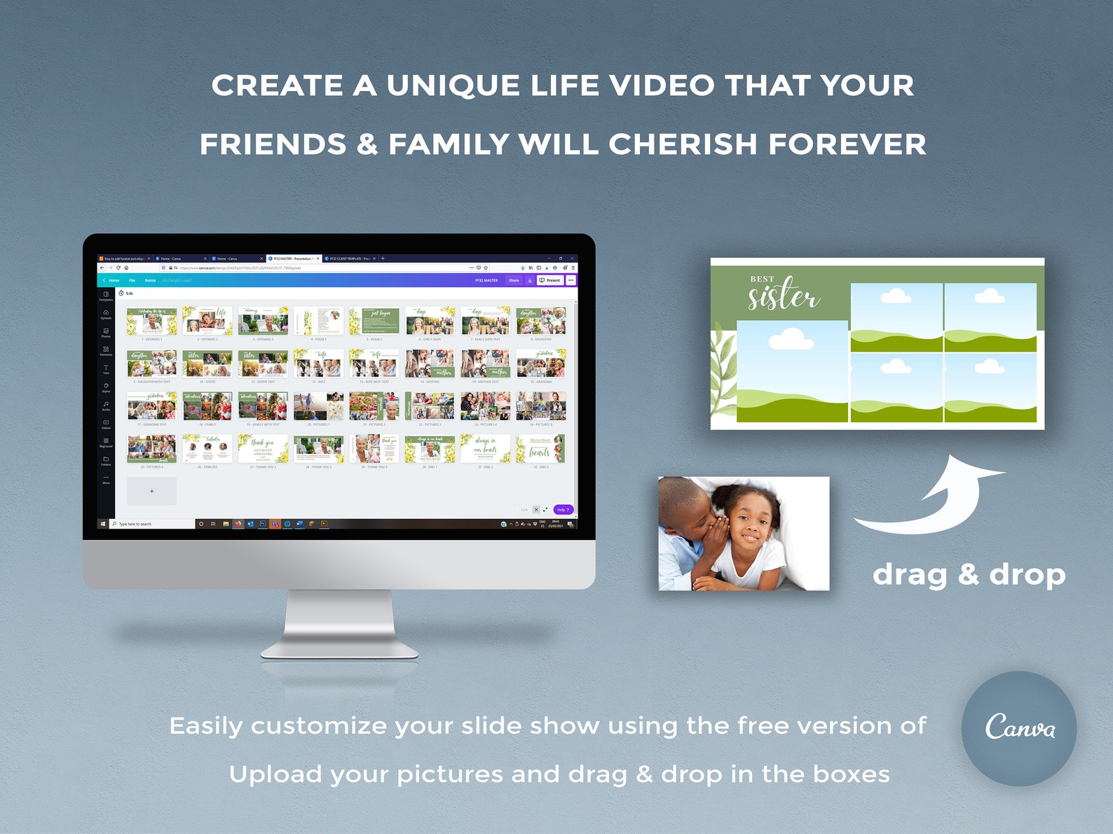 Celebration of Life Slideshow Template Memorial Video With - Etsy